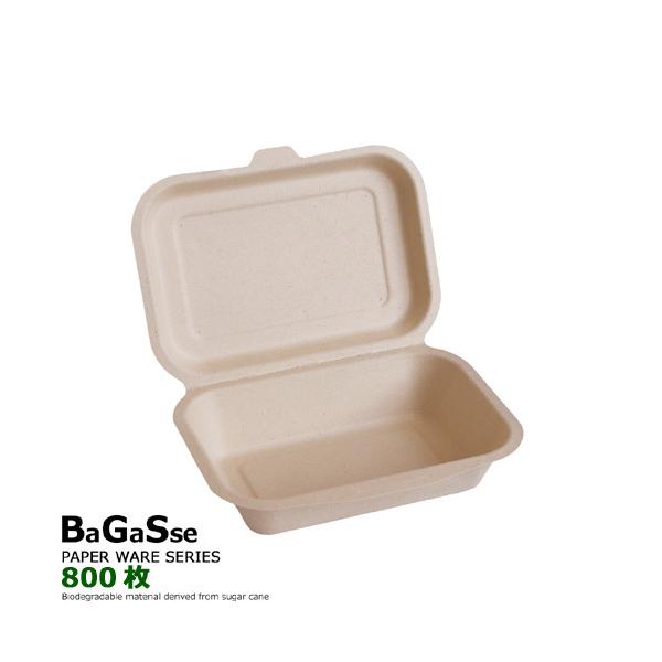 商品コード：2013531 1枚あたり12.04円 ■テイクアウトや持ち運びに便利なフタと身が一体タイプの便利な食品容器です。 ■バガスを使用した、自然の風合いと手触り感が特徴の紙容器です。 ■素材に厚みがあり、手に持つと安定感があります。...