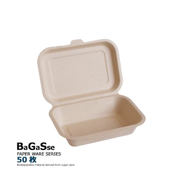 商品コード：2013532 1枚あたり14.74円 ■テイクアウトや持ち運びに便利なフタと身が一体タイプの便利な食品容器です。 ■バガスを使用した、自然の風合いと手触り感が特徴の紙容器です。 ■素材に厚みがあり、手に持つと安定感があります。...