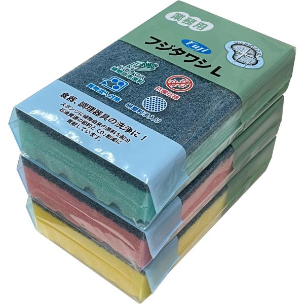 商品コード：2047201 1個あたり78.43円 ■汚れを素早く落とす研磨粒子つき不織布とソフトで泡立ちのよい抗菌ウレタンスポンジを張り合わせた多目的に使える2層タイプのたわしです。 ■スポンジに植物由来の原料を配合することで、石油資源の...