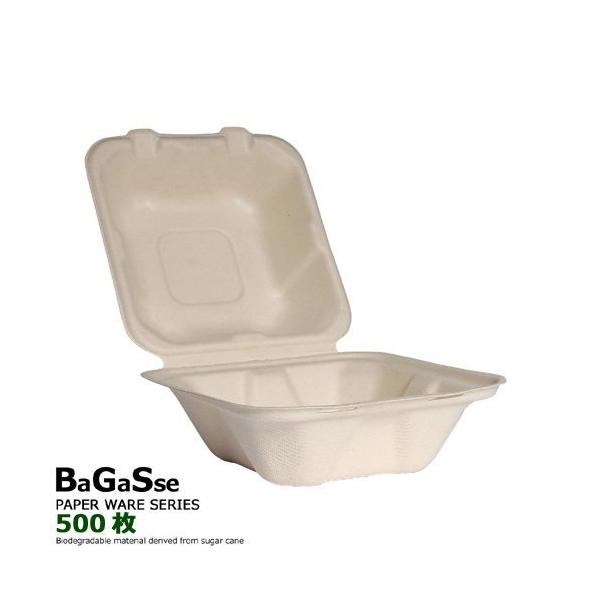 商品コード：2168201 １枚あたり15.4円 ■テイクアウトや持ち運びに便利なフタと身が一体タイプの便利な食品容器です。 ■バガスを使用した、自然の風合いと手触り感が特徴の紙容器です。 ■素材に厚みがあり、手に持つと安定感があります。 ...