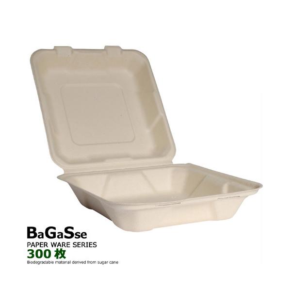 商品コード：2168213 1枚あたり26.4円 ■テイクアウトや持ち運びに便利なフタと身が一体タイプの便利な食品容器です。 ■バガスを使用した、自然の風合いと手触り感が特徴の紙容器です。 ■素材に厚みがあり、手に持つと安定感があります。 ...