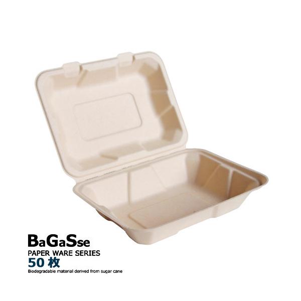 商品コード：2168224 1枚あたり25.74円 ■テイクアウトや持ち運びに便利なフタと身が一体タイプの便利な食品容器です。 ■バガスを使用した、自然の風合いと手触り感が特徴の紙容器です。 ■素材に厚みがあり、手に持つと安定感があります。...