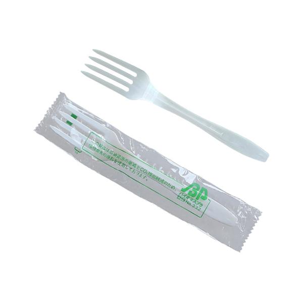 バイオプラフォークスプーン１６０　単袋　　３０束（３０００本）【イージャパンモール】 バイオプラフォーク160ホワイト 個包装 3000本 業務用使い捨てフォーク