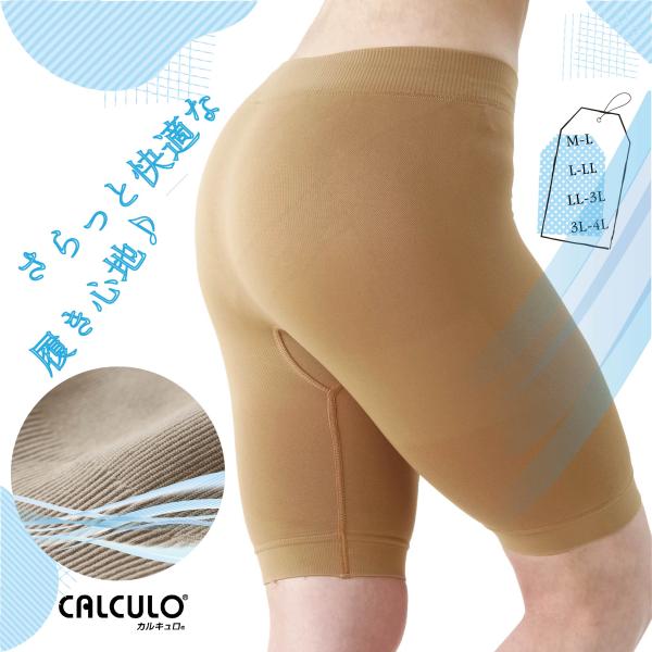 適応サイズ（約）/ヒップ　M〜L：87〜100ｃｍ、L〜LL：92〜105ｃｍ、LL〜3L：97〜110ｃｍ、3L〜4L：102〜115ｃｍ材質/ナイロン・ポリエステル（テイジン　カルキュロ）・ポリウレタン生産国/日本洗濯方法/洗濯機（ネッ...