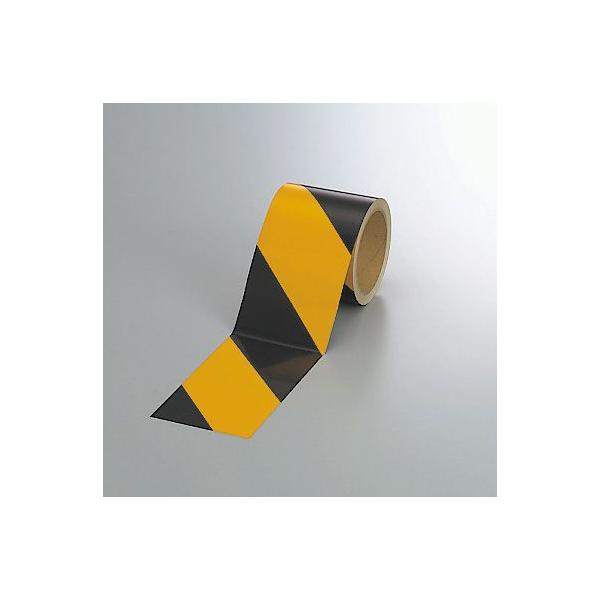 爆買反射 トラテープ 安全表示 注意喚起●サイズ：90mm幅×10m巻（0.2mm厚）●材質：ポリエステル樹脂フィルム（黄色部：反射）（粘着性あり・セパレーター付き）作業現場や各種施設での危険表示に！
