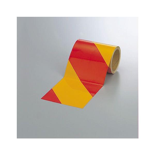 爆買反射 トラテープ 安全表示 注意喚起●サイズ：150mm幅×10m巻（0.2mm厚）●材質：ポリエステル樹脂フィルム（黄色部：反射）（粘着性あり・セパレーター付き）