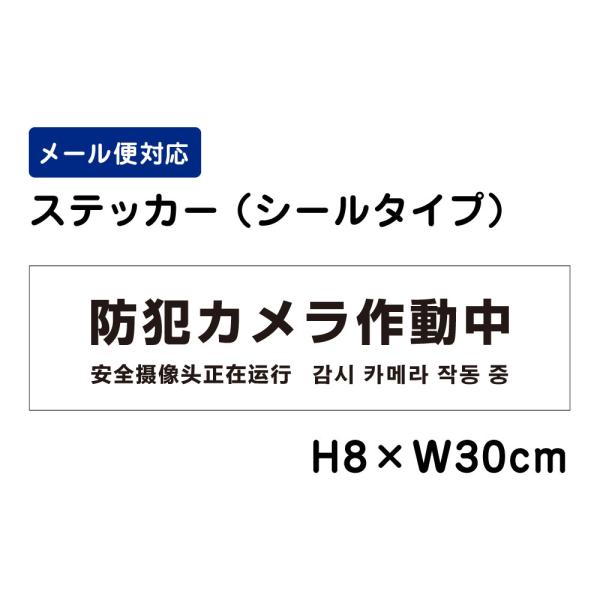 爆買防犯カメラ作動中 24H SECURITY SYSTEM 外国語表記 /H8×W30cm ステッカー ■商品内容サイズ：H8×W30cm材　質：屋外用塩ビシート／表面UVラミネート加工済み【メール便対応！】屋外対応 防水◎