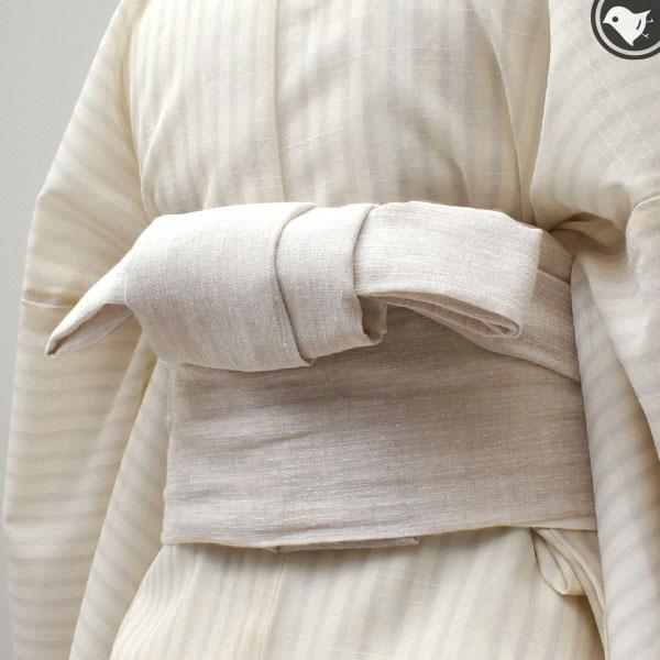 ◎おびやは全商品☆お仕立て代込！送料・代引き 無料！◎【商品番号】18891【商品について】・兵児帯 ・全通 無地模様 ・素材： 麻 ４５％ ・ポリエステル５５％・サイズ：幅 約 ３１ｃｍ 長さ 約 ４００ｃｍ【合わせるお着物】（単衣/夏）...