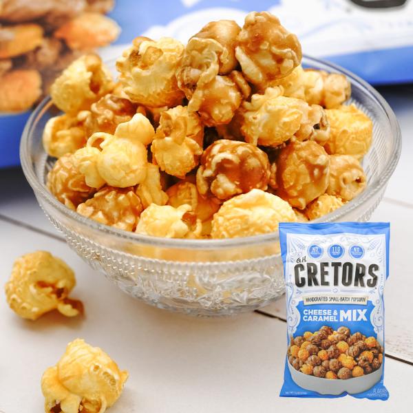 世界で初めてポップコーンメーカーを発明したg.H.クレターズが、初めて自らのマシーンを使った最高級ポップコーンを発売。キャラメルそのものを食べているような濃厚さが特徴のキャラメルポップコーンと濃厚なチーズポップコーンが1袋の中でミックスされ...