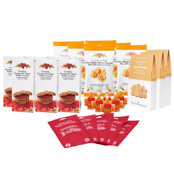 カナダお土産の定番品、メープルシロップや、メープルシロップを使用したスイーツをまとめてお買い得に。通常合計金額34,600円のところ、セット購入で2,200円お得に！- 内容量：・メープルリーフ ミニショートブレッドクッキー×3箱 (1箱：...