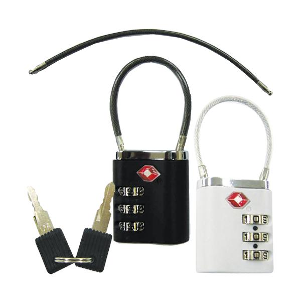 TSA（アメリカ運輸保安局）によって認可・容認された3桁のダイヤルロック。シリンダー錠としても使用可能。ケーブルの長さを変えることが出来るので様々な用途に合わせてご使用が可能。付属品：鍵2個、ケーブル2本（10cm×1本、15cm×1本）-...
