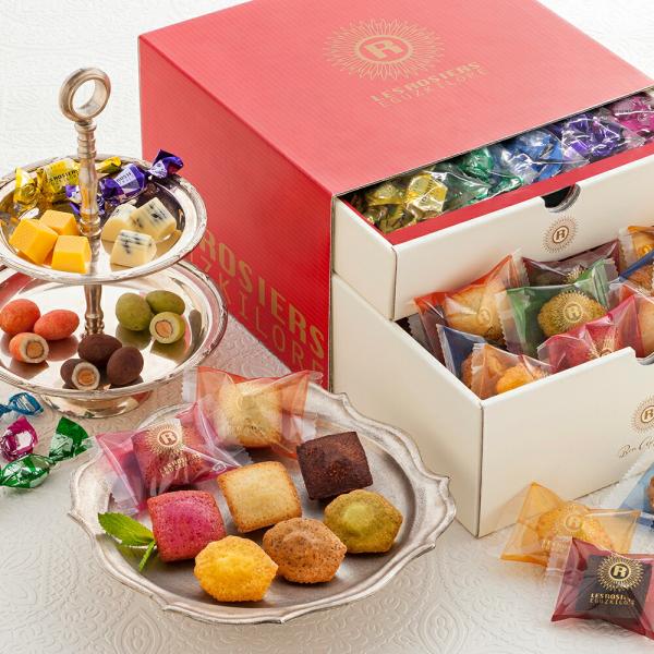 ひと口サイズのカラフルなお菓子を、引き出しの中にいっぱい詰め込んだスイーツセット。計11種のバリエーションの違う味わいがお楽しみいただけます。見た目も美しく、ちょっとしたお茶菓子としてだけでなく、華やかなギフトとしてもぴったりです。