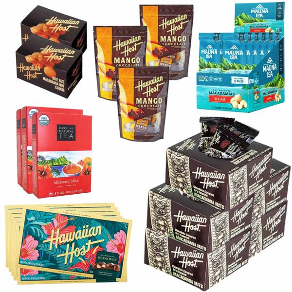 ハワイお土産の定番品、マカダミアナッツチョコやナッツ、クッキーをまとめてお買い得に。これさえあれば間違いなしのお得なセットです！通常合計金額37,432円のところ、セット購入で約3,500円お得に！