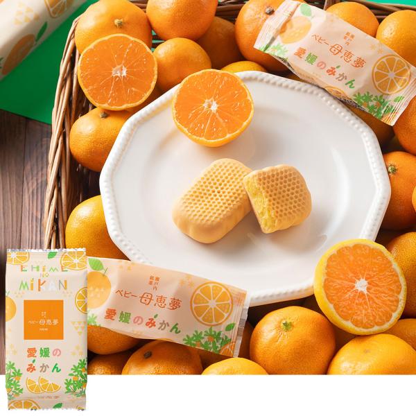 温暖な風土に育まれたベビー母恵夢と温州みかんがひとつのお菓子になりました。さわやかな風味が広がる、愛媛ならではのベビー母恵夢です。『母恵夢』昭和31年、松山市大街道商店街に創業。開店の当初から今日まで、銘菓「母恵夢」を筆頭に和洋菓子を提供し...