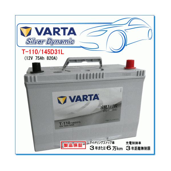 ■メーカー：VARTA/バルタ (韓国製)■商品名：Silver Dynamic/シルバーダイナミック■品　番：T110/145D31L (T-110/145D31L)■5時間率：75(Ah)■CCA：820(A)■サイズ(mm)：横幅 3...