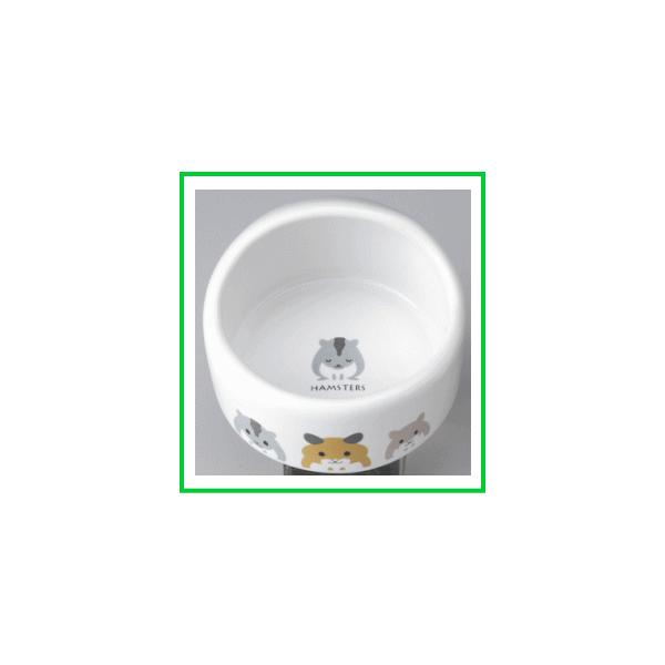 エサが飛び散らないフード付き！ハムちゃんのフード付食器清潔で安定感のある陶器の食器サイズ：W60×D60×H40●ヒマワリのタネ型のめもり付！メーカー：マルカン