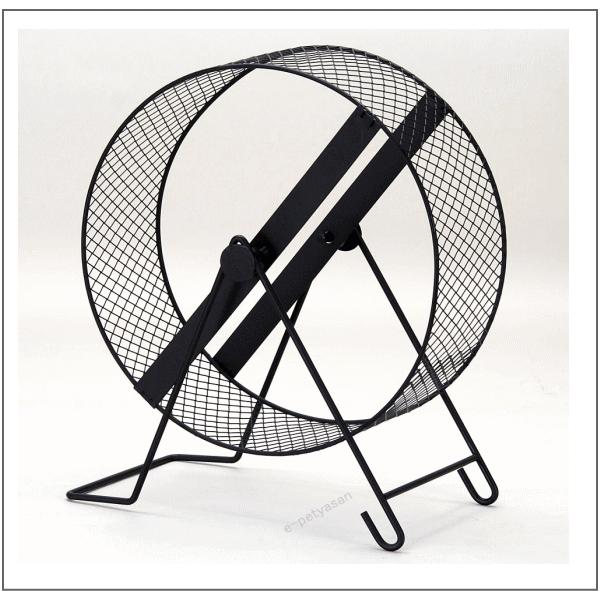 ベアリングシステム採用デグーやリスなどの小動物用ホイールメタル・サイレント25サイズホイール部径：25ｃｍホイール部巾：10ｃｍ全体サイズ：30×15×25ｃｍ飼育ケージのワイヤーパネルの横線に台座の曲げフック部を引っ掛けて使用します。※先...