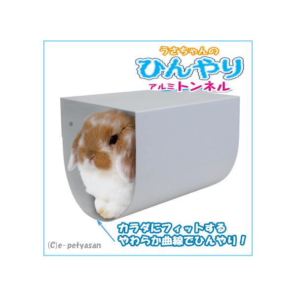 うさぎが入りたくなるトンネル型のひんやり用品うさちゃんのひんやりアルミトンネル (野生のうさぎは地面に穴を掘り、涼しいトンネルで暑さをしのぎます)サイズ(約)：幅28cm×奥行18cm×高さ18cm・アルミ製なのでペットの暑さ対策、夏バテ対...