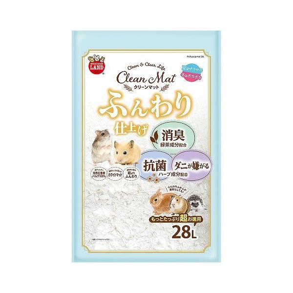 クリーンマット ふんわり仕上げ超お徳用28Lナチュラル素材にこだわって、天然広葉樹パルプを100％使用、ふんわり感がさらにアップした低アレルギーのやさしいマットです。消臭・抗菌作用がある緑茶・ハーブ成分を配合しました。対象動物：小動物全般メ...