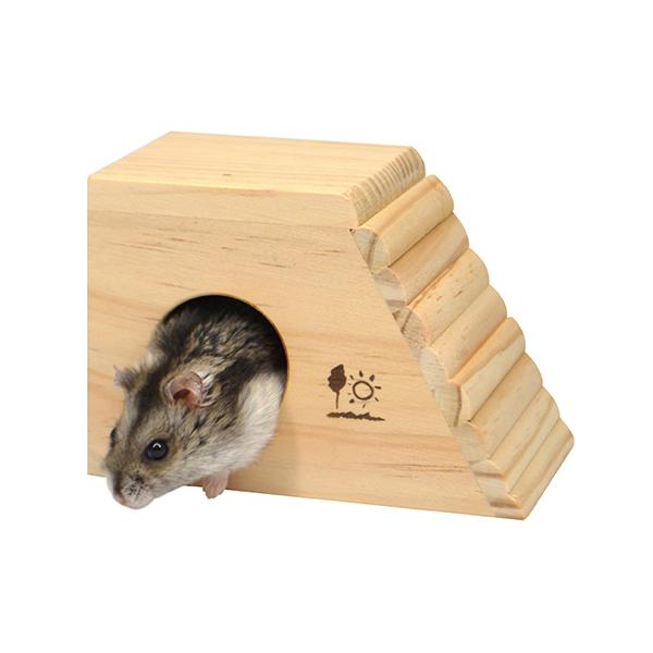 ドワーフハムスター用木製ハウスウッドハウス プチスロープＦサイズ ： W 約120 × D 約75 × H 約82（mm）ドワーフハムスター用のキュートな木製ハウスお掃除しやすい底なしタイプ。床面が無いので床材の上に置いて、オシッコで汚され...