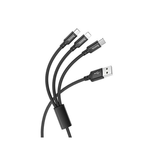 長さ：約1m入力端子：USB-A出力端子：iOS、Type-C、microUSB(充電専用)※iOS端子はMFI非認証※データ転送には対応しておりません。保証期間：初期不良のみiOS/Type-C/microUSB端子の3台の機器を同時に充...