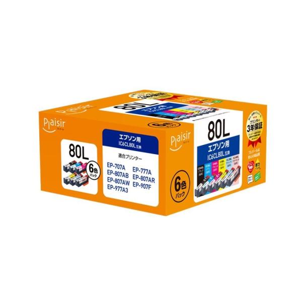 【発売日：2015年06月20日】対応メーカー：EPSON(エプソン) / IC6CL80L対応 / 6色パック（増量）対応機種：EP-707A/EP-708A/EP-777A/EP-807AB/EP-807AR/EP-807AWEP-80...