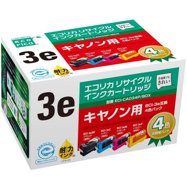 対応メーカー：CANON（キヤノン） /  BCI-3E/4MP対応 / 4色セット対応機種：BJ F300 / BJ F360 / BJ F600 / BJ F6000 / BJ F610 / BJ F6100 / BJ F620 / B...