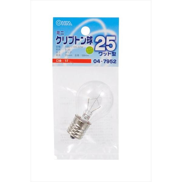 【 仕 様 】■ 定格：100／110V-22W■ 形状：S-35■ 仕上げ：クリア■ 直径：35mm 全高：58mm■ 口金：E17※ 屋内専用(屋外使用禁止）