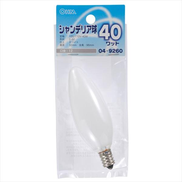 【 仕 様 】■ 口金：E12■ 定格：100／110V-40W■ 形状：C-32■ 仕上：ホワイト■ サイズ：直径32mm×全高96mm※ 屋内専用(屋外使用禁止）