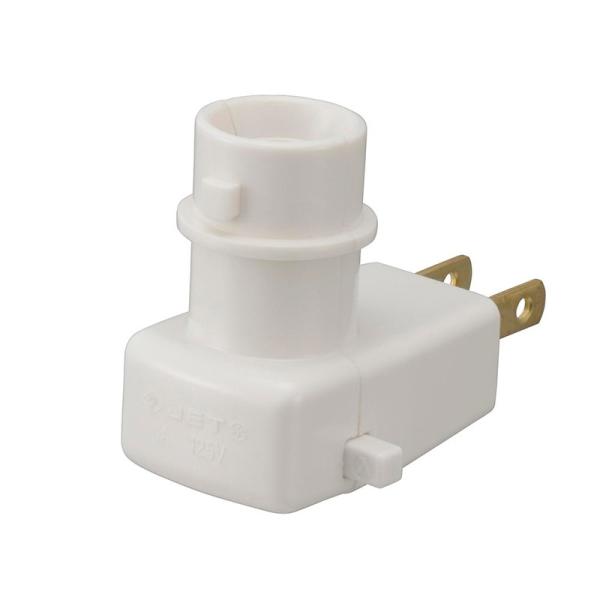 【 特 長 】● コンセントからあかりがとれます● 足元灯や間接照明、アロマライトなどに● スイッチ付きで便利● 口金E12、10ワットまでの電球用● 本体カラーはホワイト【 仕 様 】■ 口金E-12電球用■ 定格：1A-125V■ 10...