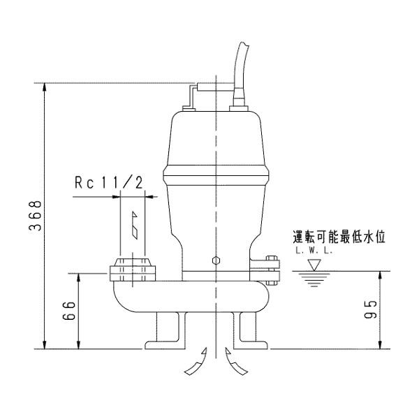 荏原 エバラ 40DVS5.15SA 雑排水ポンプ 単相 0.15kW 2極 50Hz モータ駆動 非自動形