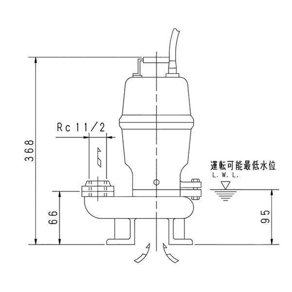 荏原 エバラ 40DVS5.25SB 雑排水ポンプ 単相 0.25kW 2極 50Hz モータ駆動 非自動形