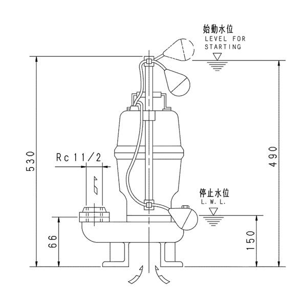 荏原 エバラ 40DVSA5.15SA 雑排水ポンプ 単相 0.15kW 2極 50Hz モータ駆動 自動形