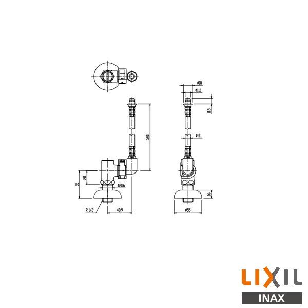 INAX LIXIL CF-92-SET 止水栓ホースセット クイックファスナー接続 550mm トイレ リクシル