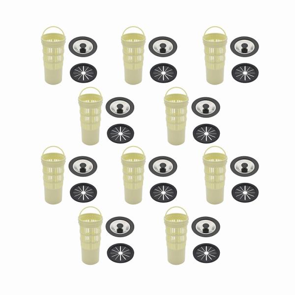 GAONA ガオナ KAKUDAI カクダイ  GA-PB118 流し用排水交換セット 8センチ用 カバー 菊割れフタ 防臭ゴミ受け 賃貸 ミニキッチン 10個入