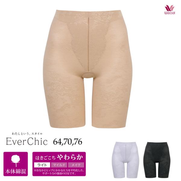ジャストウエスト・ロングワコールの定番、綿混のロングガードル。ライトタイプで、1枚ばきできるクロッチ付き。本体は薄く肌ざわりのよいシルファインプレミアムRと綿を組み合わせた綿混メッシュ生地でやわらかく伸び、気持ちよくヒップをサポート。通気性...