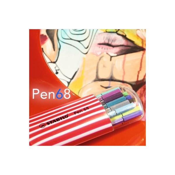 ■セット内容：スタビロ ペン68 ゼブラ 20色セット■サイズ：70Ｗ x 30Ｄ x 190Ｈ■ペンの全長：167mm■ペンの種類：水性ファイバーチップペン■インク：水性インク■ペン先：1mm■用途：一般筆記、一般事務、イラスト、ポストカ...