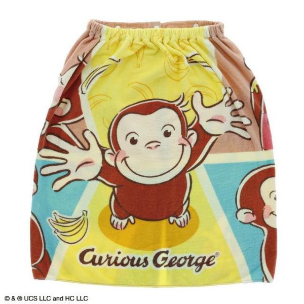 丸眞 マルシン マキマキタオル 巻きタオル 60cm丈 おさるのジョージ バナナキャッチ ラップタオル 水泳小物 スイミング プール タオル 448054M