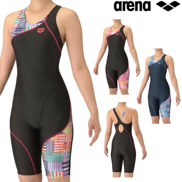 アリーナ ARENA フィットネス水着 レディース フィットネスワンピーススパッツ オープンバック ハーフレッグ ぴったりパッド オールインワン AQUA EXA パッド付き ダブルエステルWR 2025年秋冬モデル FUSION COLO...