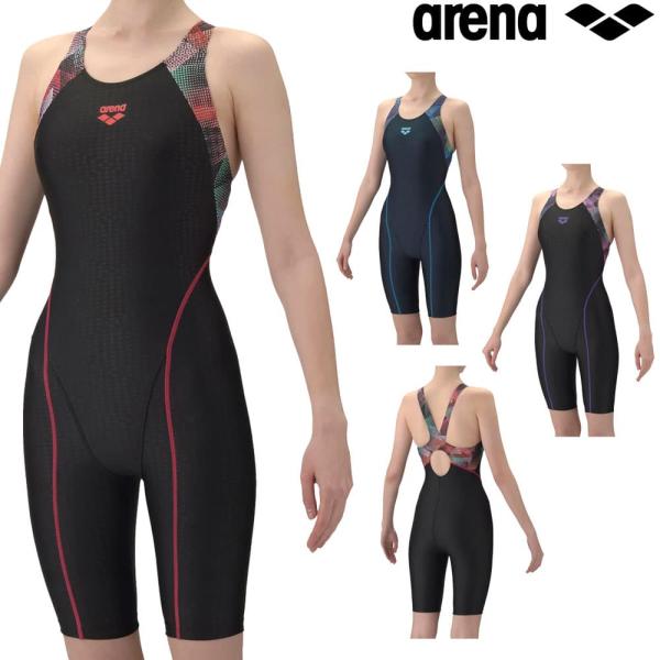 アリーナ ARENA フィットネス水着 レディース AQUA EXA ダブルエステルWR フィットネスワンピーススパッツ オープンバック ハーフレッグ ぴったりパッド パッド付き オールインワン 2026年春夏モデル AS6SWF08L