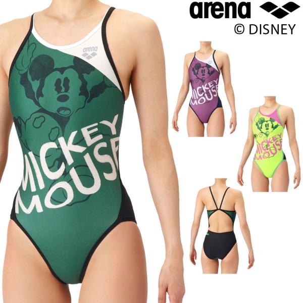 アリーナ ARENA 競泳水着 練習用水着 レディース ディズニー “ミッキー” タフスーツ タフスキンT2E トレーニングワンピース オープンバック 競泳練習水着 2026年春夏モデル AS6SWM50L