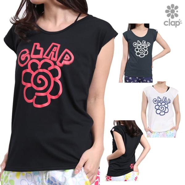 クラップ CLAP ハナマルクラップ ストレッチティー レディース Tシャツ 半袖 スポーツアパレル トレーニング フィットネス 女性 CTS25039