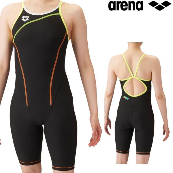 アリーナ ARENA 競泳水着 練習用水着 レディース トレーニングハーフスパッツ オープンバック オールインワン タフスキンT2E 競泳練習水着 SAR-4101W