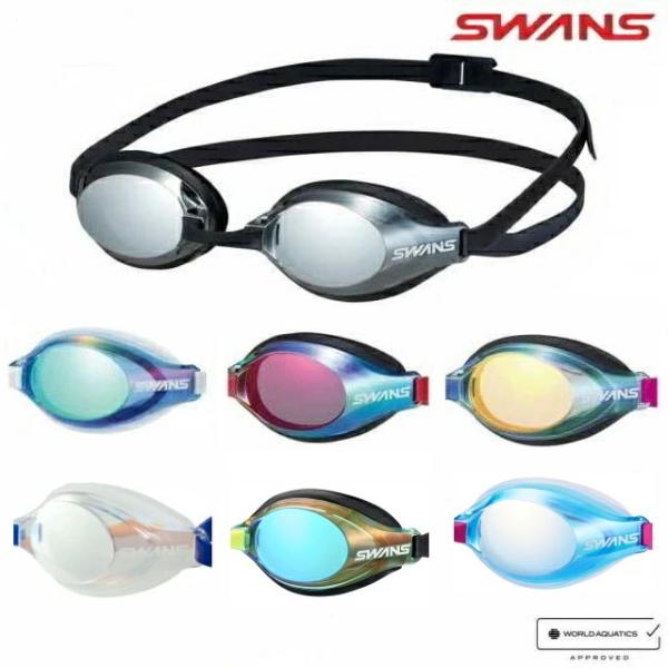 SWANS スワンズ AQUALIGHTNING スイミングゴーグル ミラーレンズ re：non リノンくもり止め WA承認モデル FINA承認モデル クッション付き SR-3Mre
