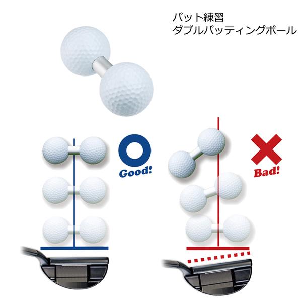 正しくパッティングしないと真っ直ぐ転がりません。左の引っ掛け、右の押し出しをチェック。【材質】ボール：ポリプタジエン樹脂、パイプ：アルミニウム【メーカー価格】1,320円（税込）