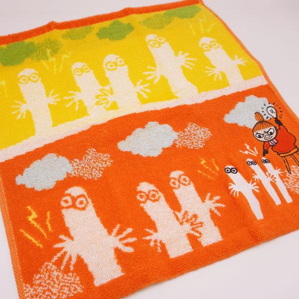 ムーミン ハンドタオル  リトルミィ＆ニョロニョロ カミナリチャージ 34×36cm ビジネス 学生 女性 婦人  御礼お返し プチギフト おしゃれ 小物雑貨　暗闇で光る蓄光糸を刺繍部分に使用　オーガニックコットン　抗菌防臭加工　綿100％...