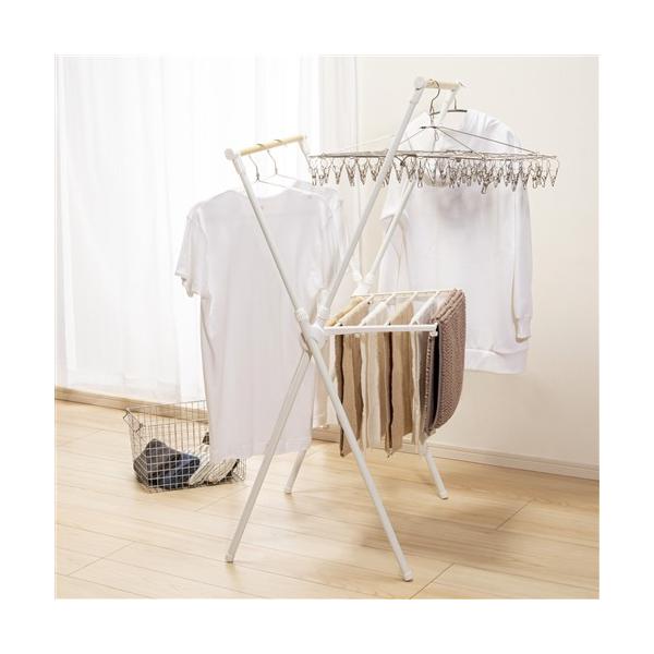 ヤマダオリジナル X型室内物干し 木目 茶  446