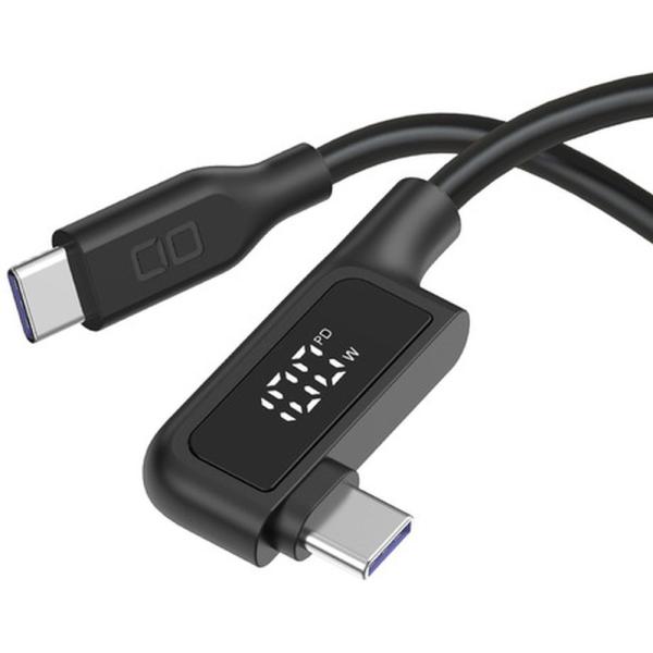 ＣＩＯ ディスプレイ表示付き L字型シリコンケーブル CtoC 100W 1m CIO-SLL-SC-CC1-BK 500