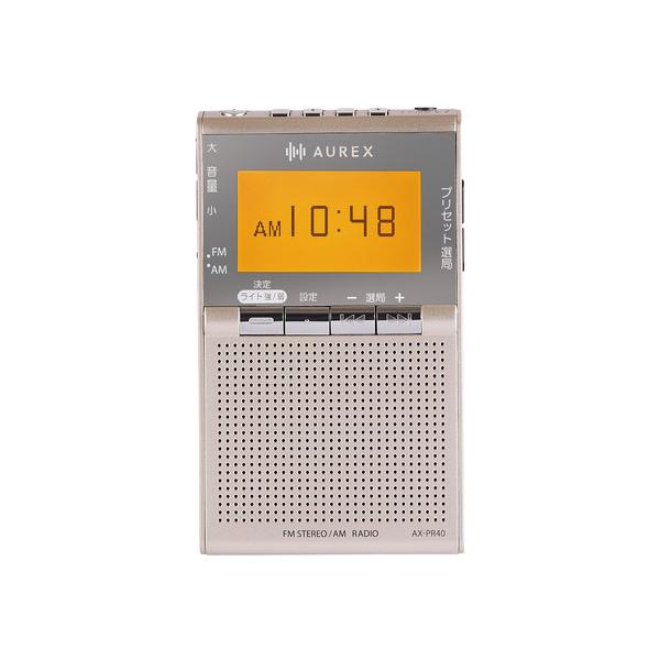 東芝 AX-PR40(N) ポケットラジオ AUREX(オーレックス) 漢字対応液晶パネル搭載 LEDライト付 サテンゴールド 22