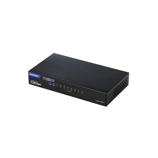 エレコム EHC-Q08MA2-HB スイッチングハブ 8ポート 全ポート2.5Gbps 金属筐体 静音ファンレス 壁掛け対応 IEEE802.3az ブラック   126